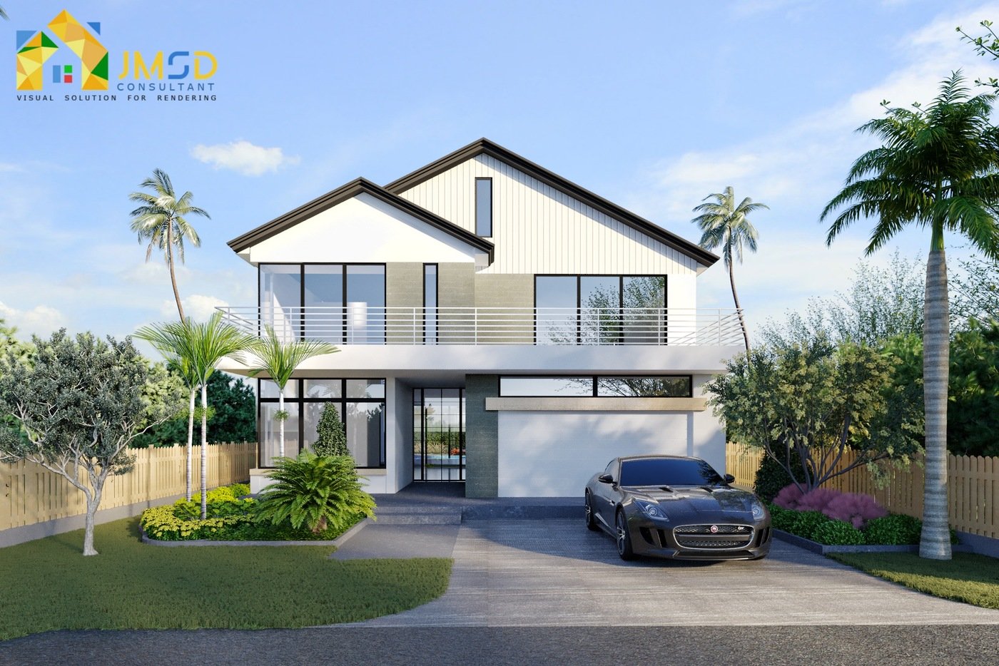 Photorealistic Residential Exterior Rendering for Front View of House ...