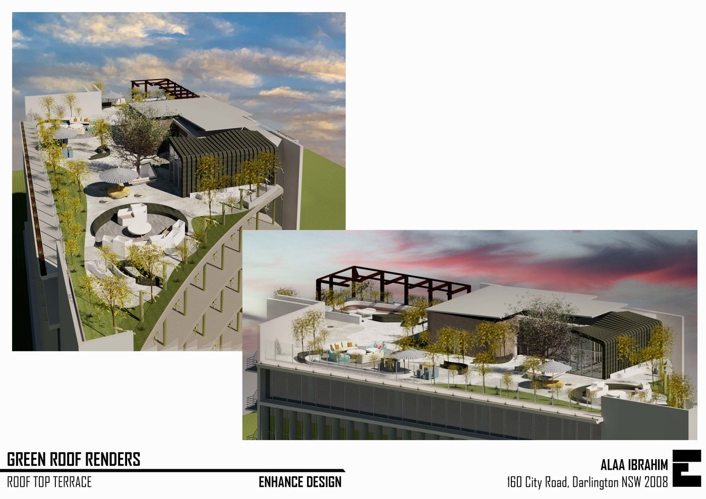 Workplace Building Concept with Forecourt and Rooftop Design by Alaa ...