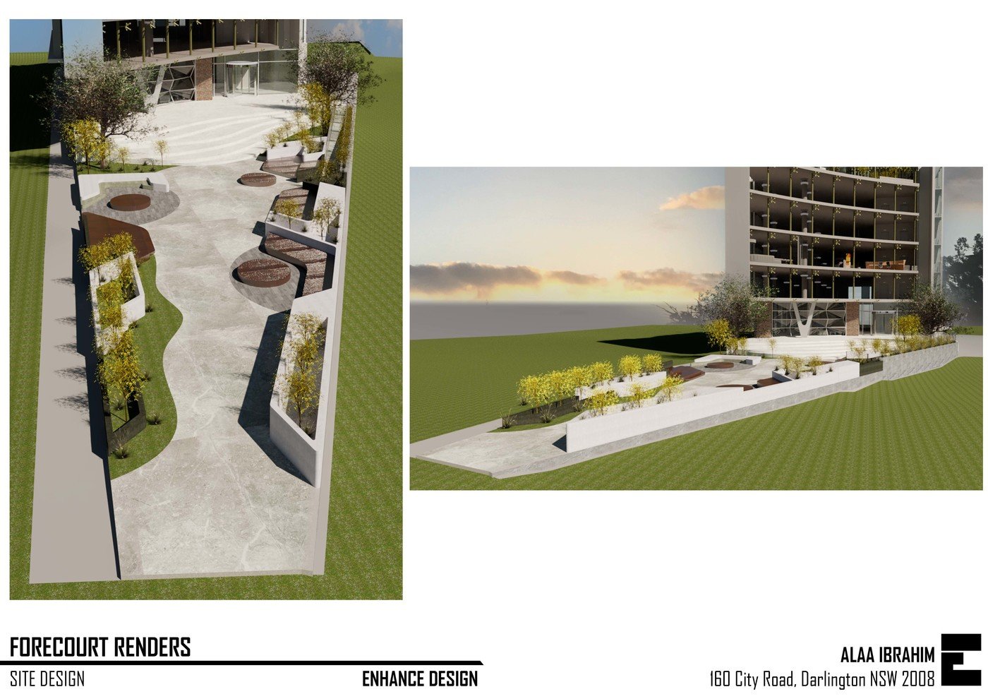 Workplace Building Concept with Forecourt and Rooftop Design by Alaa ...