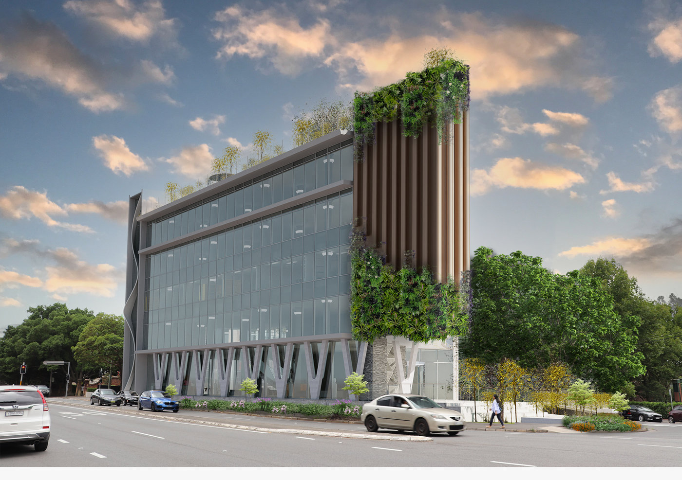 Workplace Building Concept with Forecourt and Rooftop Design by Alaa ...