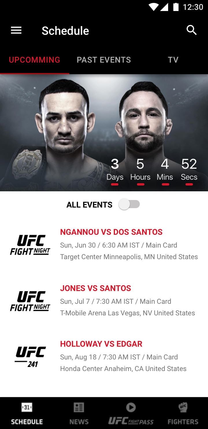 UFC App Redesign 2019 (WIP) by Tejas Shankhpal at Coroflot.com