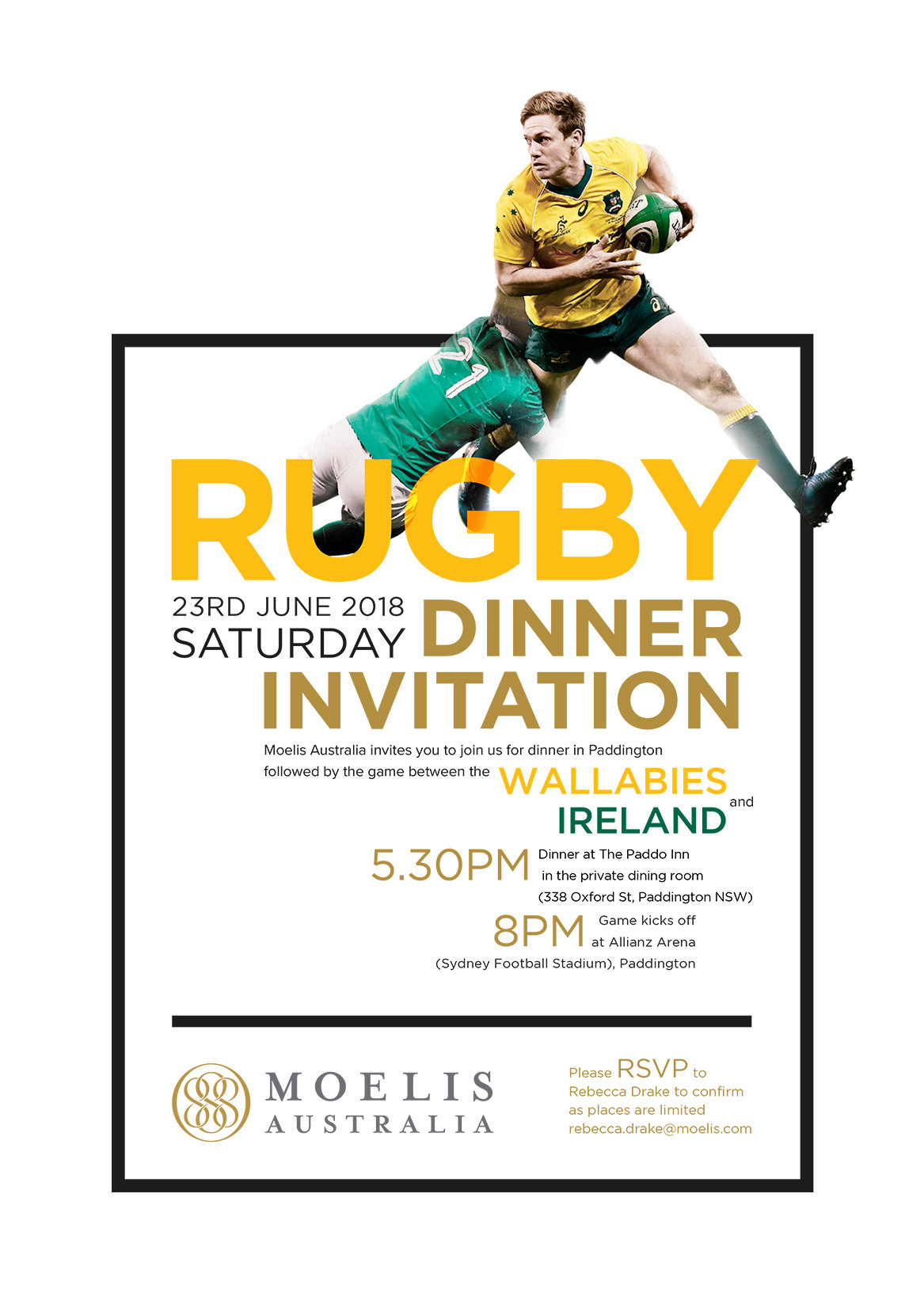 Moelis Rugby Dinner Invitation by Lan So at Coroflot.com