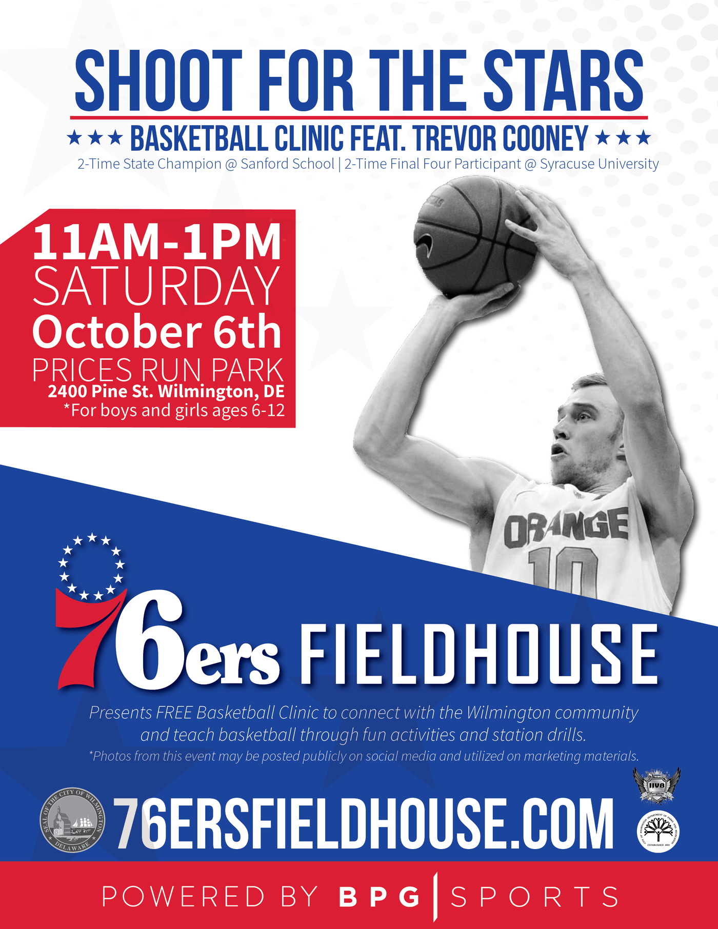 76ers Fieldhouse Basketball Clinic Flyer by Michael Edelin at Coroflot.com