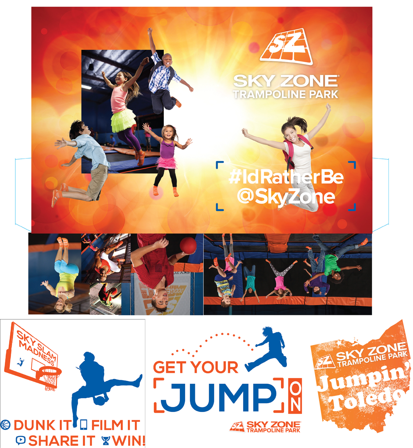 Sky Zone folder and T-shirt designs by Jeanne Kennedy at Coroflot.com