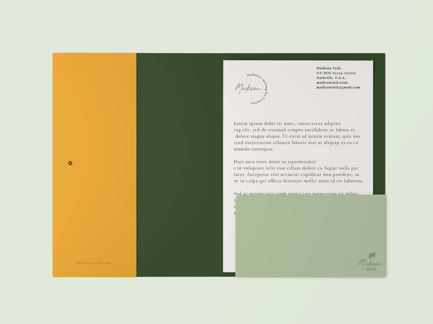 Brand & Print Design for Madison Toth, a copywriter by Brendah Akoth at ...