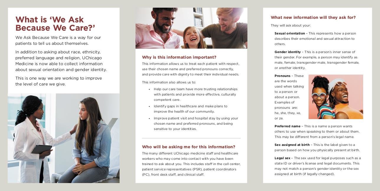 UCM We Ask Because We Care brochure, 2021, 2 pages by Ryan Smith at Coroflot.com