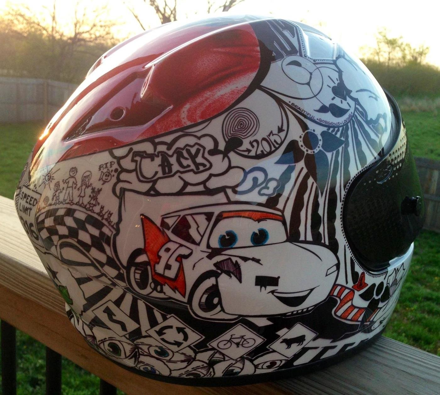 Motorcycle Helmet Painted With Sharpies by Jamie Hall at Coroflot.com