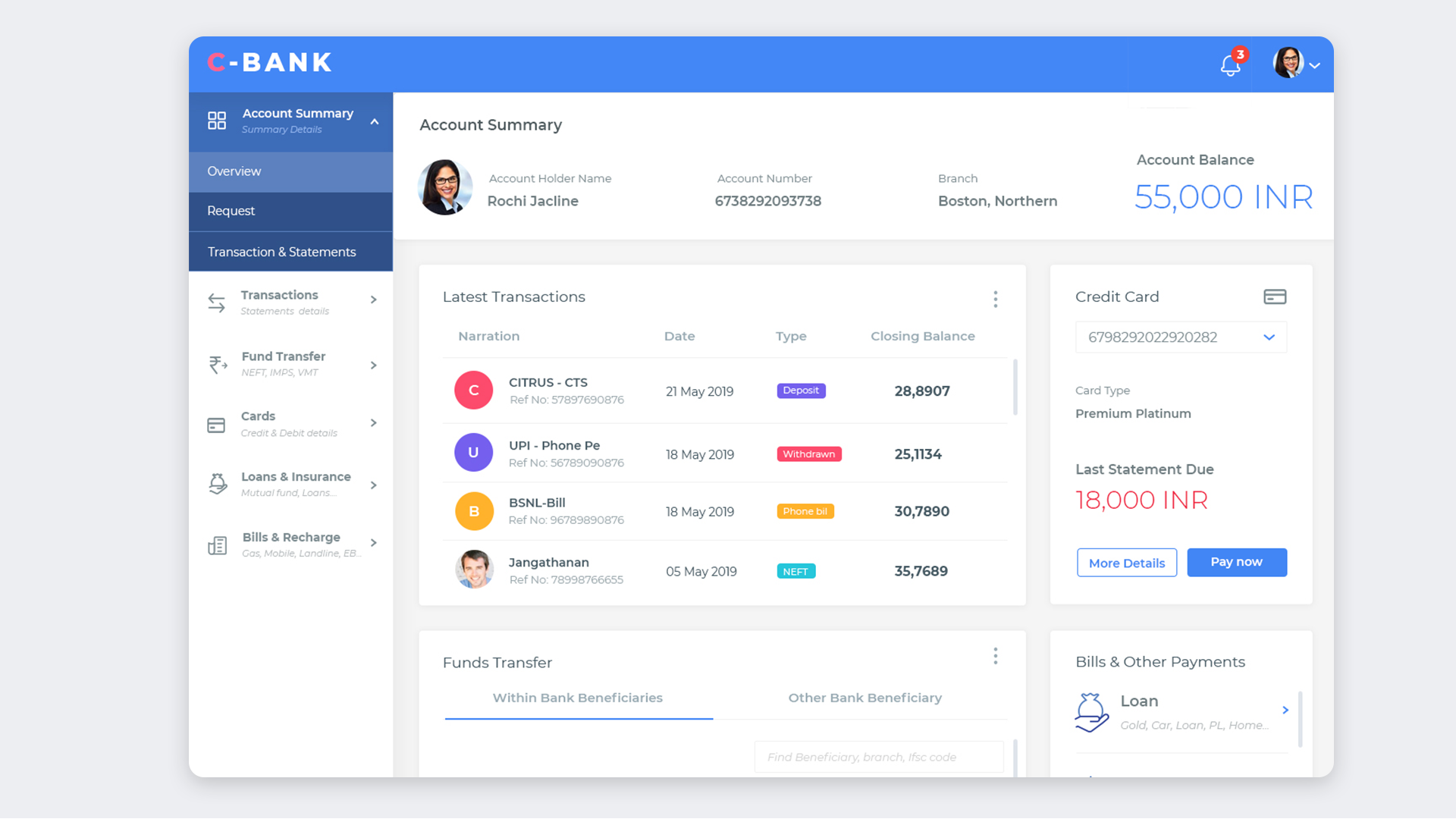 Banking Web Application Dashboard by Aristotle A at Coroflot.com