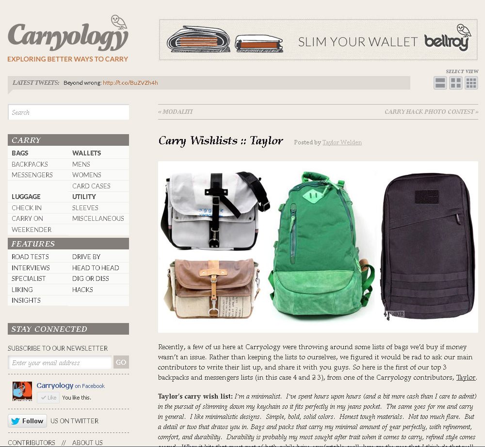 CARRYOLOGY by Taylor Welden / Industrial Designer at Coroflot.com