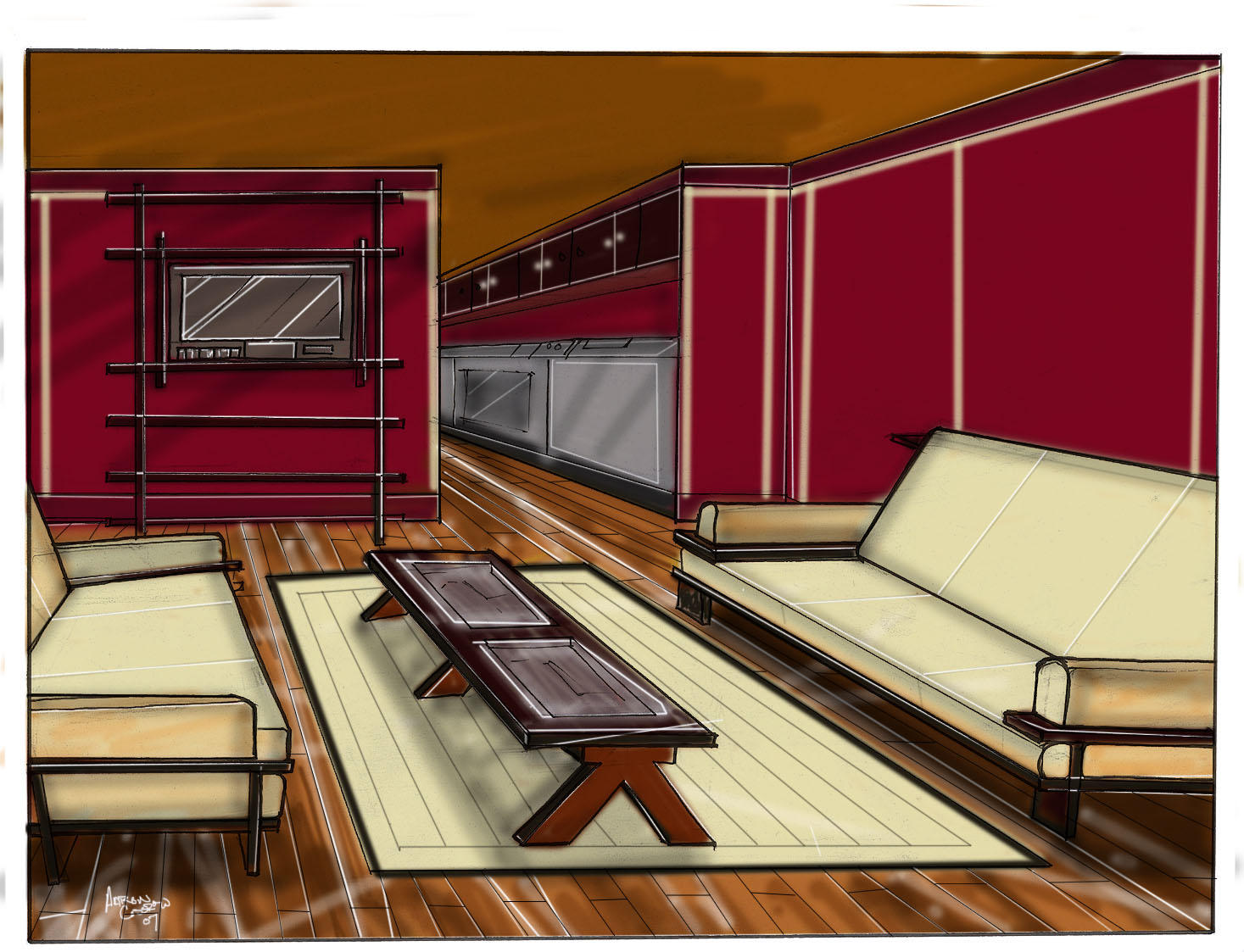 Interior Concept Art by Aaron Cossrow at Coroflot.com