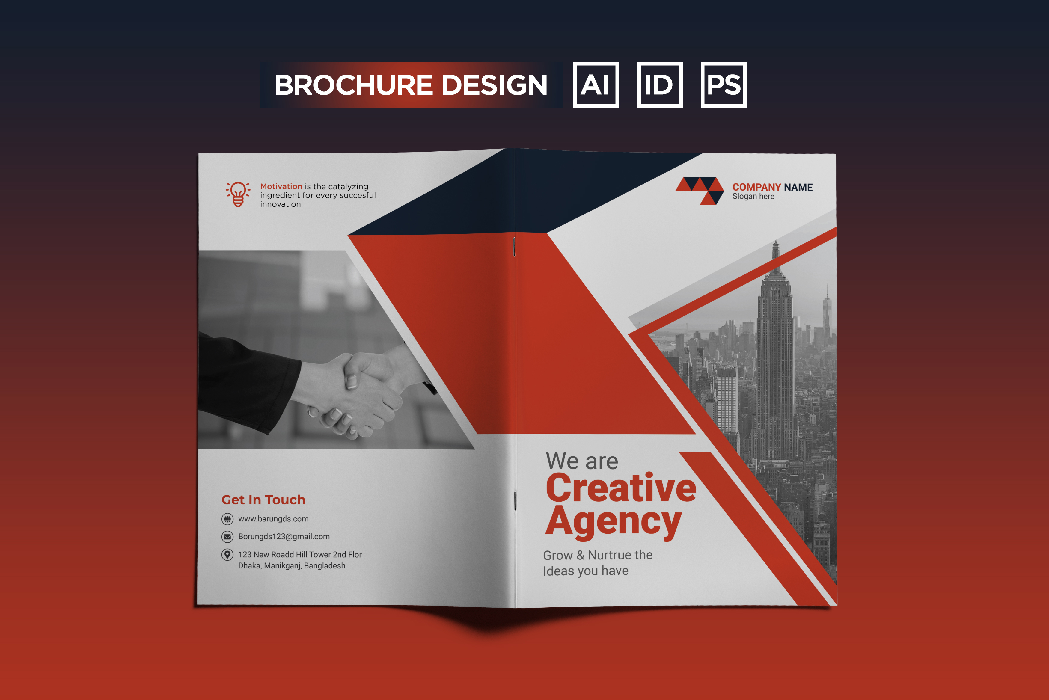 Brochure design template by Barun Chandra Sarker at Coroflot.com