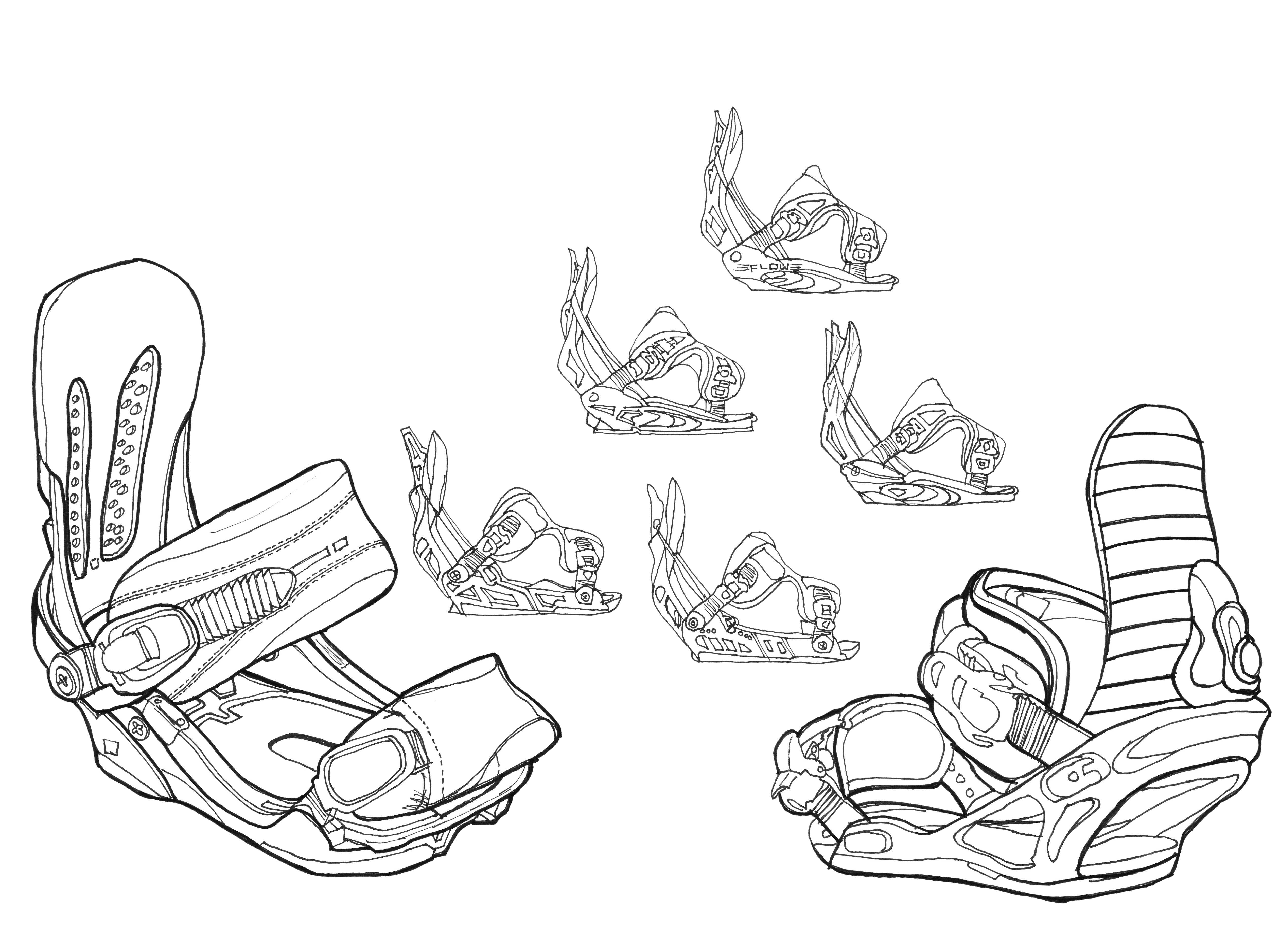 Snowboard Boots Sketch Sketch Coloring Page