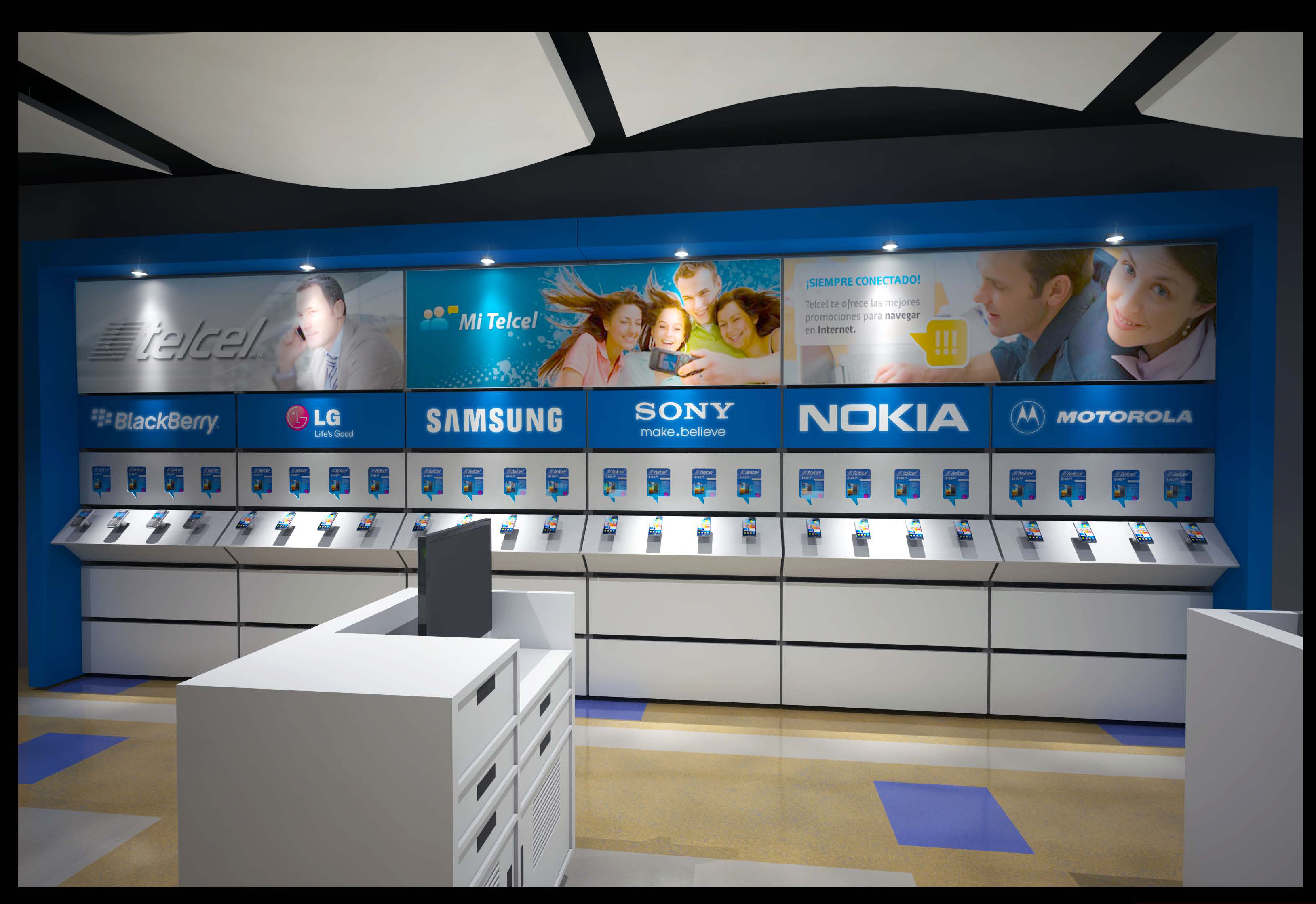 Telcel wireless store design by Jason Hernandez at Coroflot.com