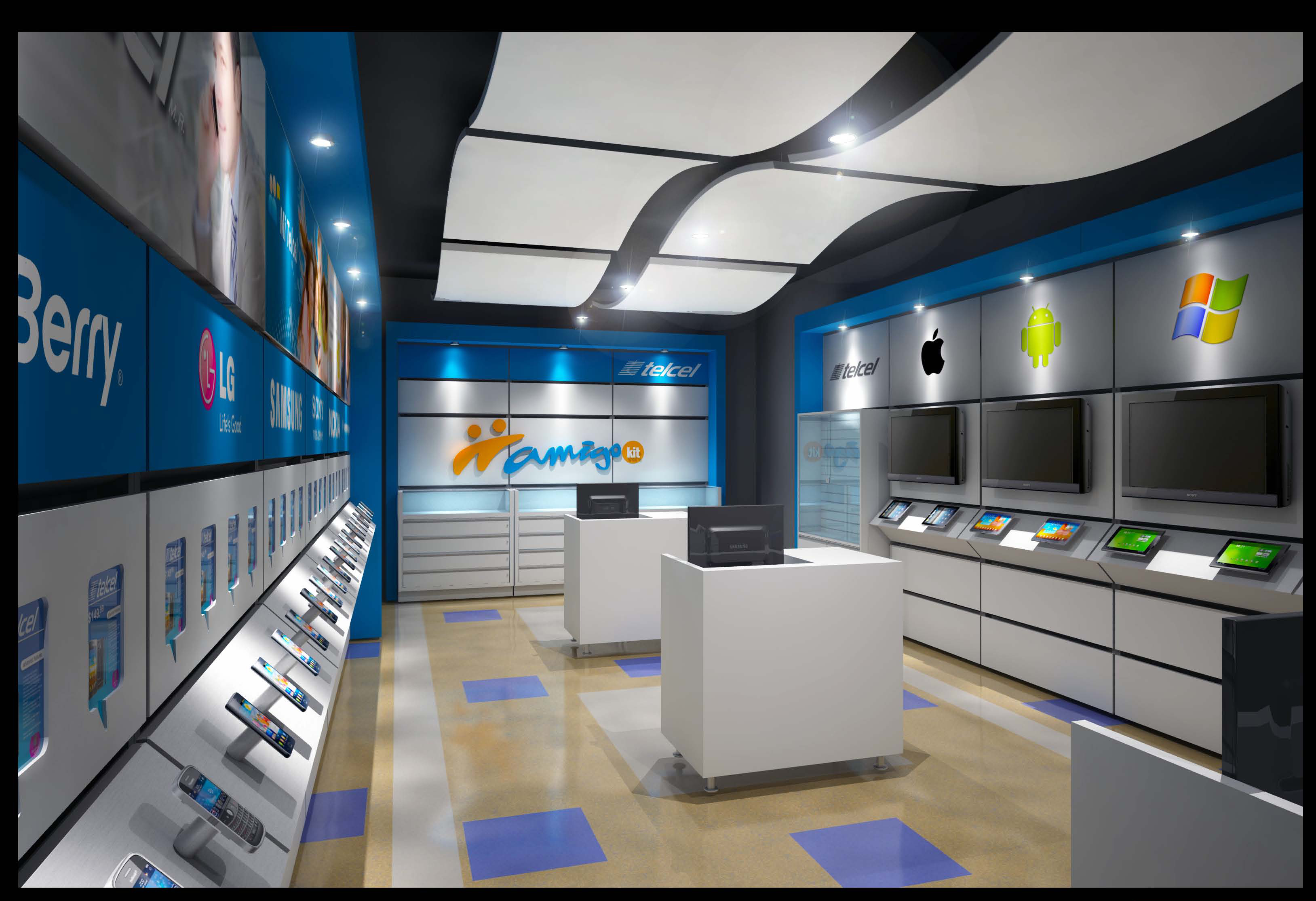 Telcel wireless store design by Jason Hernandez at Coroflot.com
