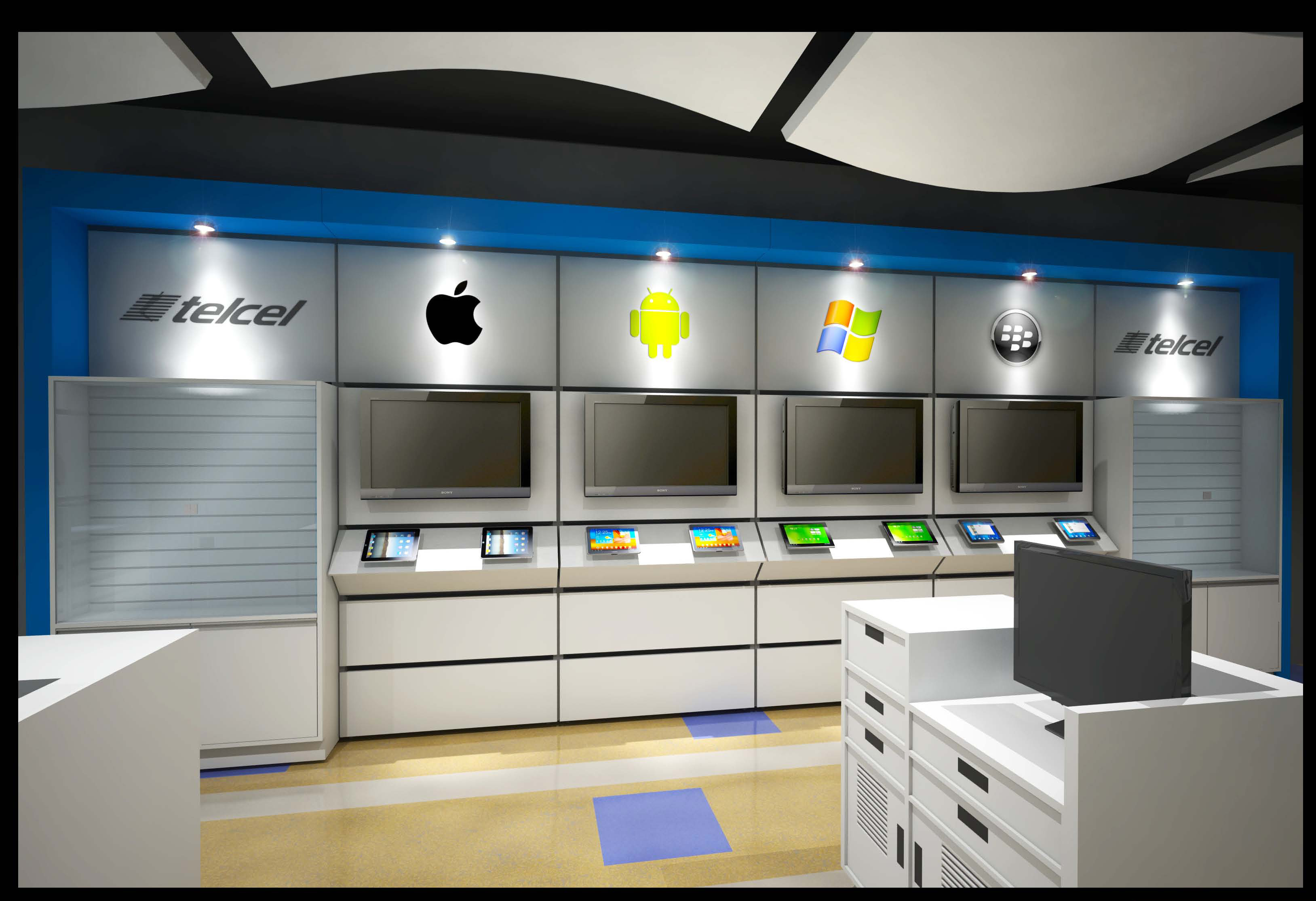 Telcel wireless store design by Jason Hernandez at Coroflot.com