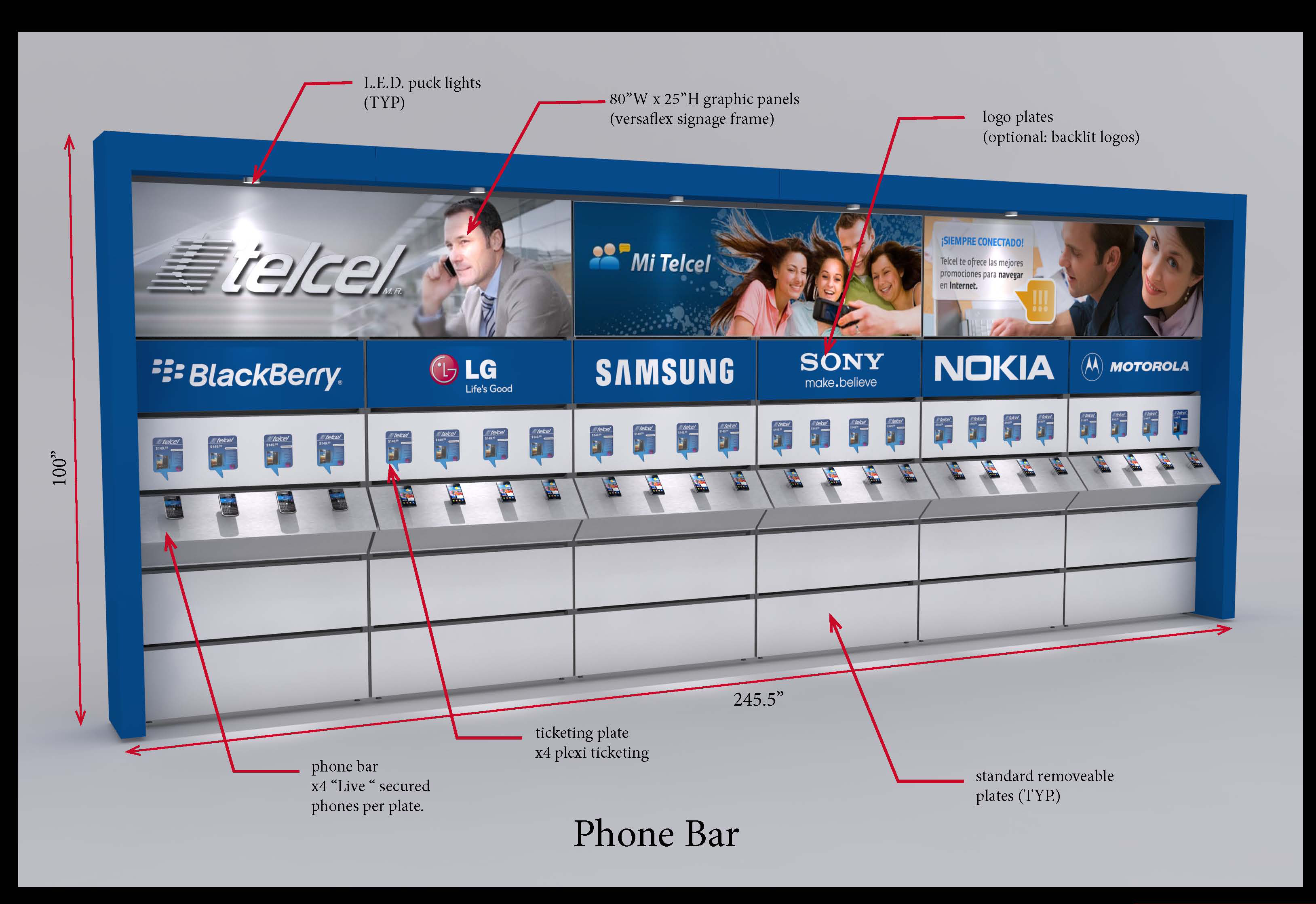 Telcel wireless store design by Jason Hernandez at Coroflot.com