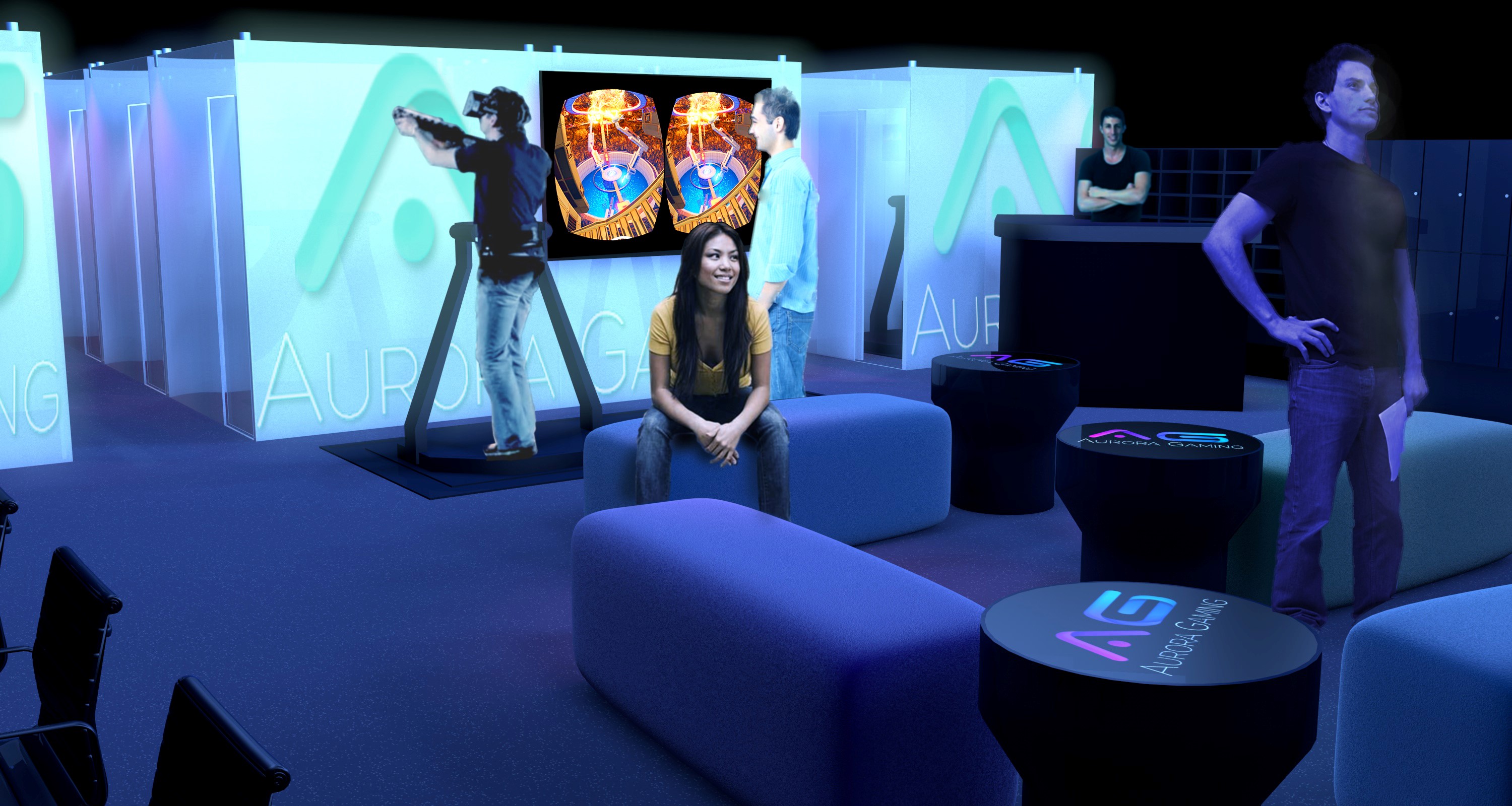 3D design, Interior design, Concept for Virtual Reality gaming lounge ...