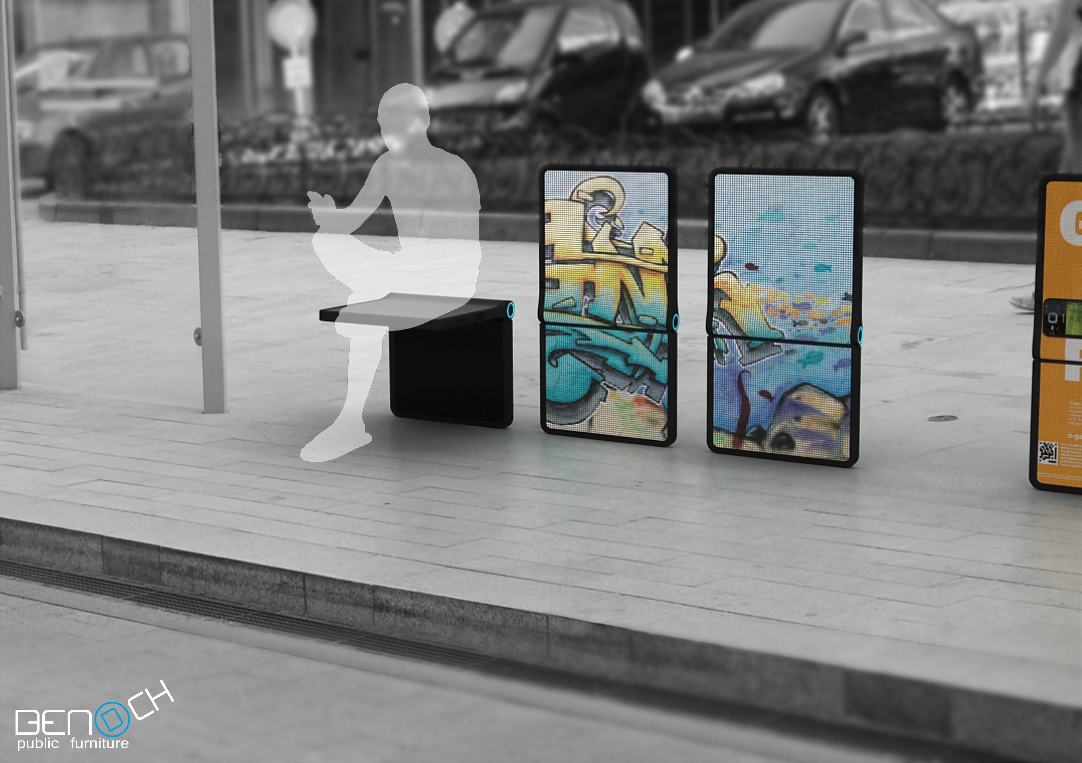 Public bench-billboard by David Szabo at Coroflot.com