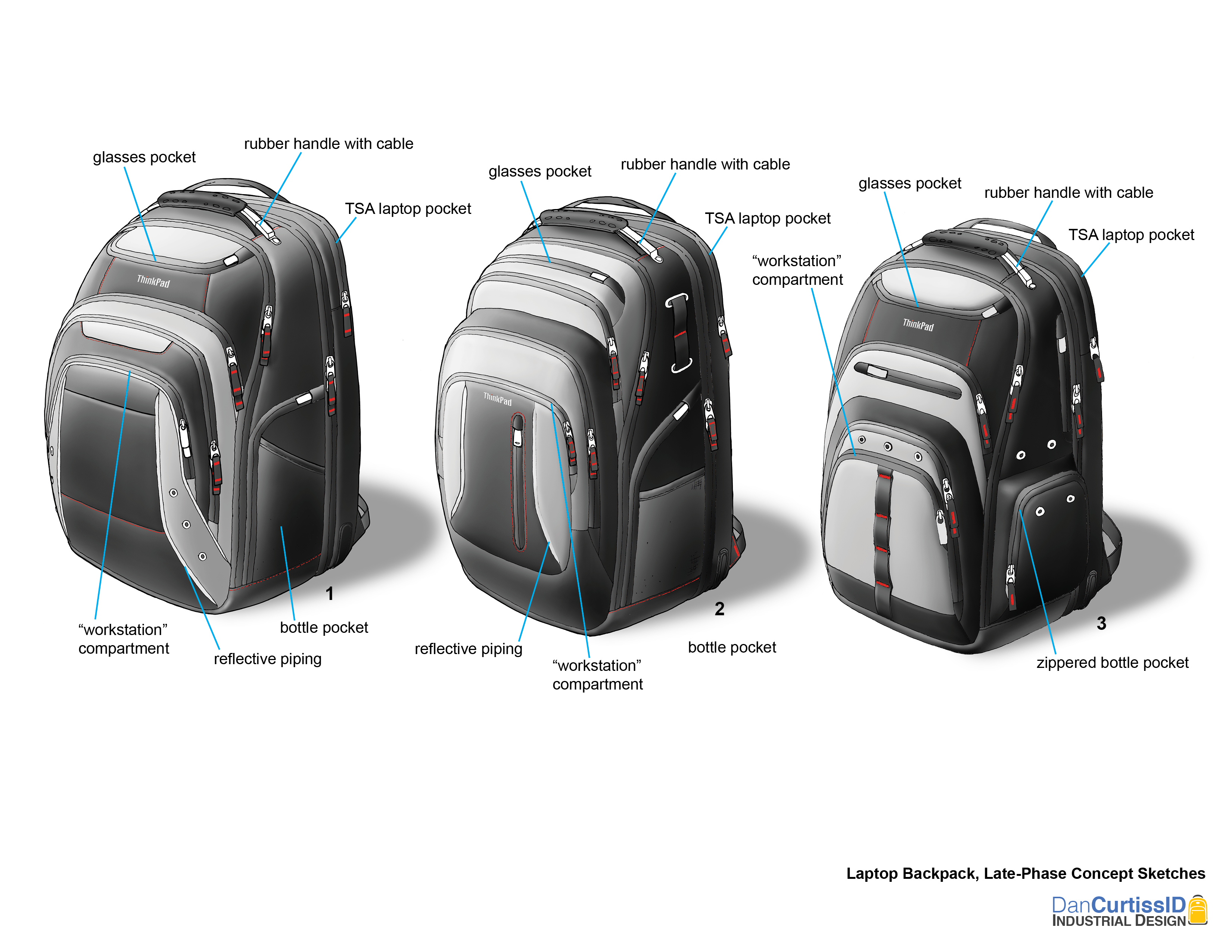 Laptop Backpack Concepts by Dan Curtiss at Coroflot.com