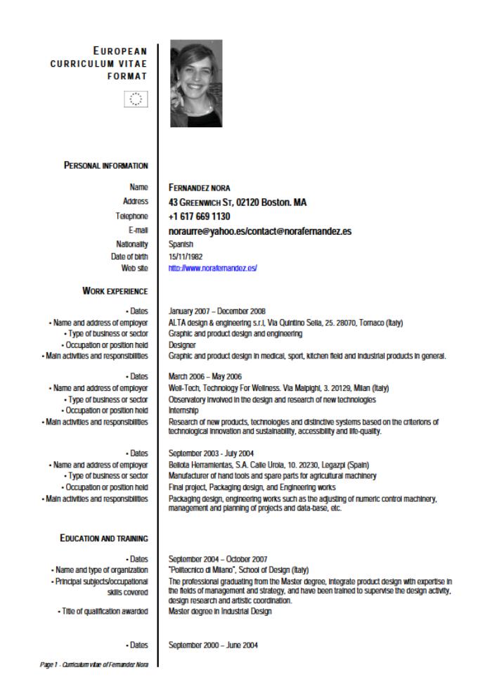 cv by Nora Fernandez at Coroflot.com