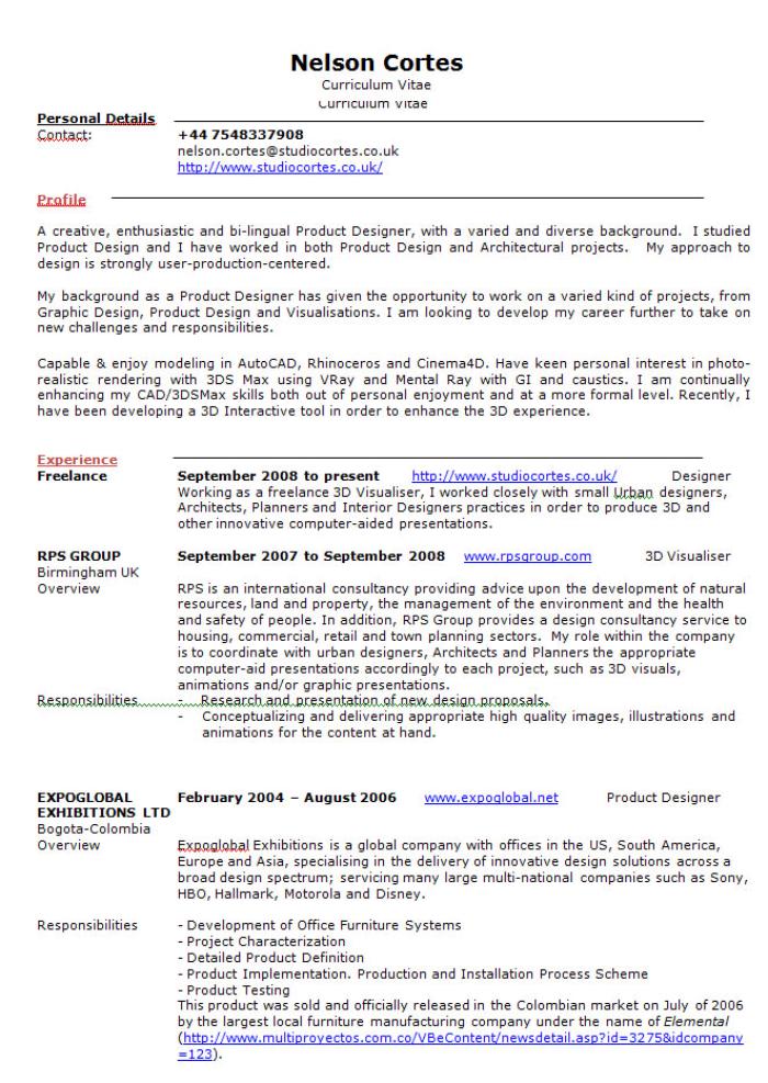 CV Details by Nelson Cortes at Coroflot.com