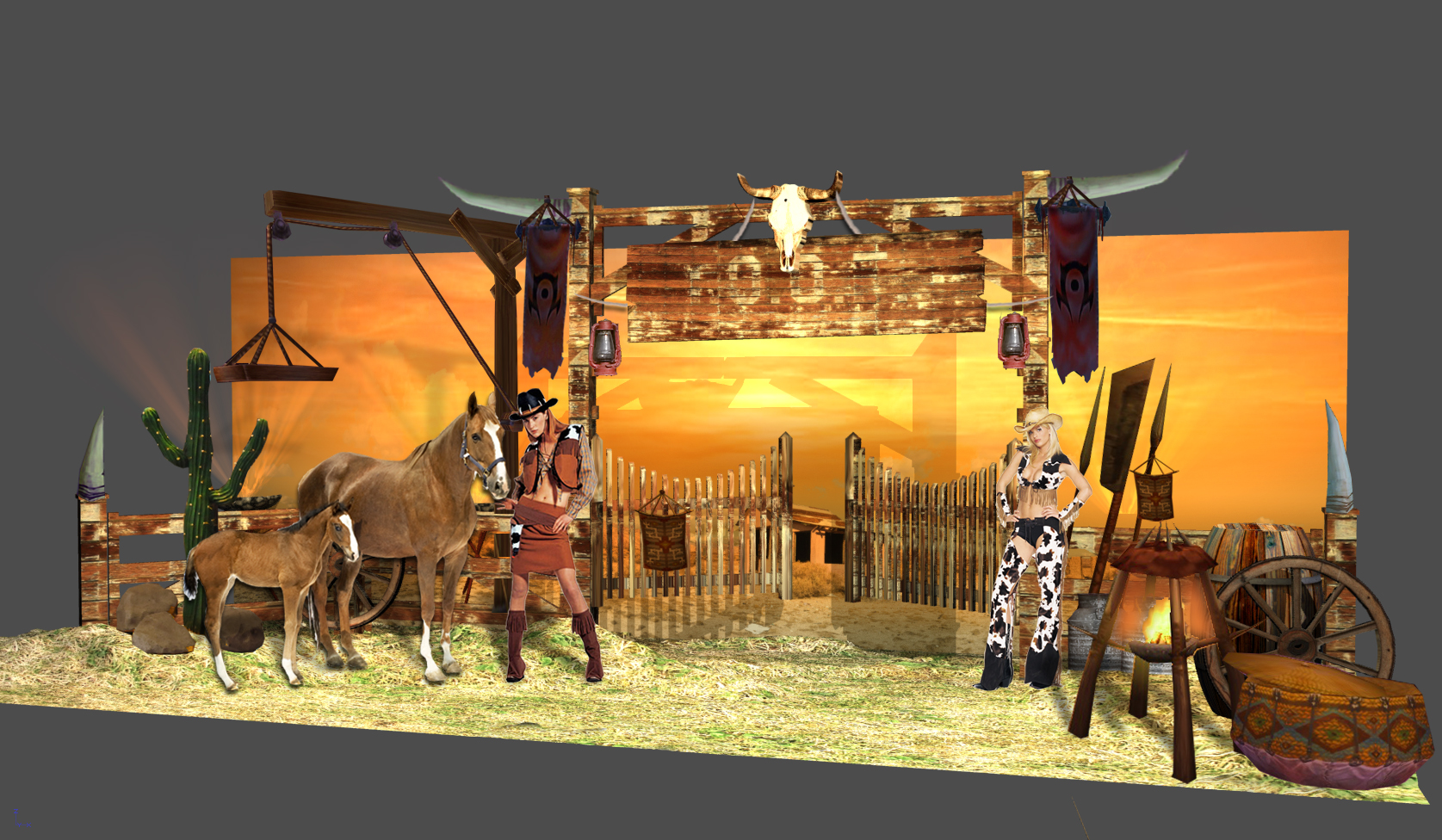 Western theme - Cowboy set design by Bryan T at Coroflot.com