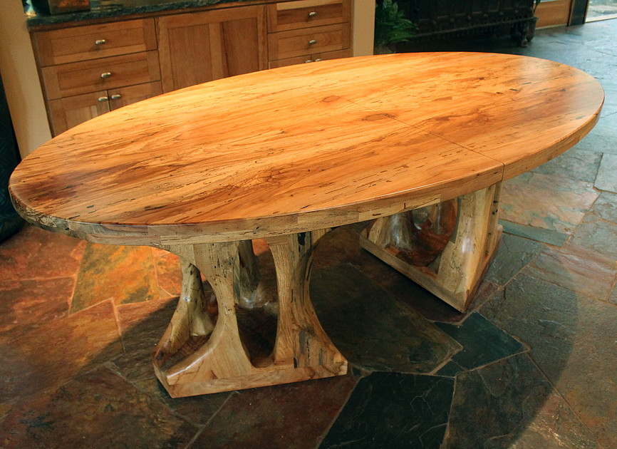 Spalted Pecan Drop Leaf Dining Table by Henry Levine at Coroflot.com