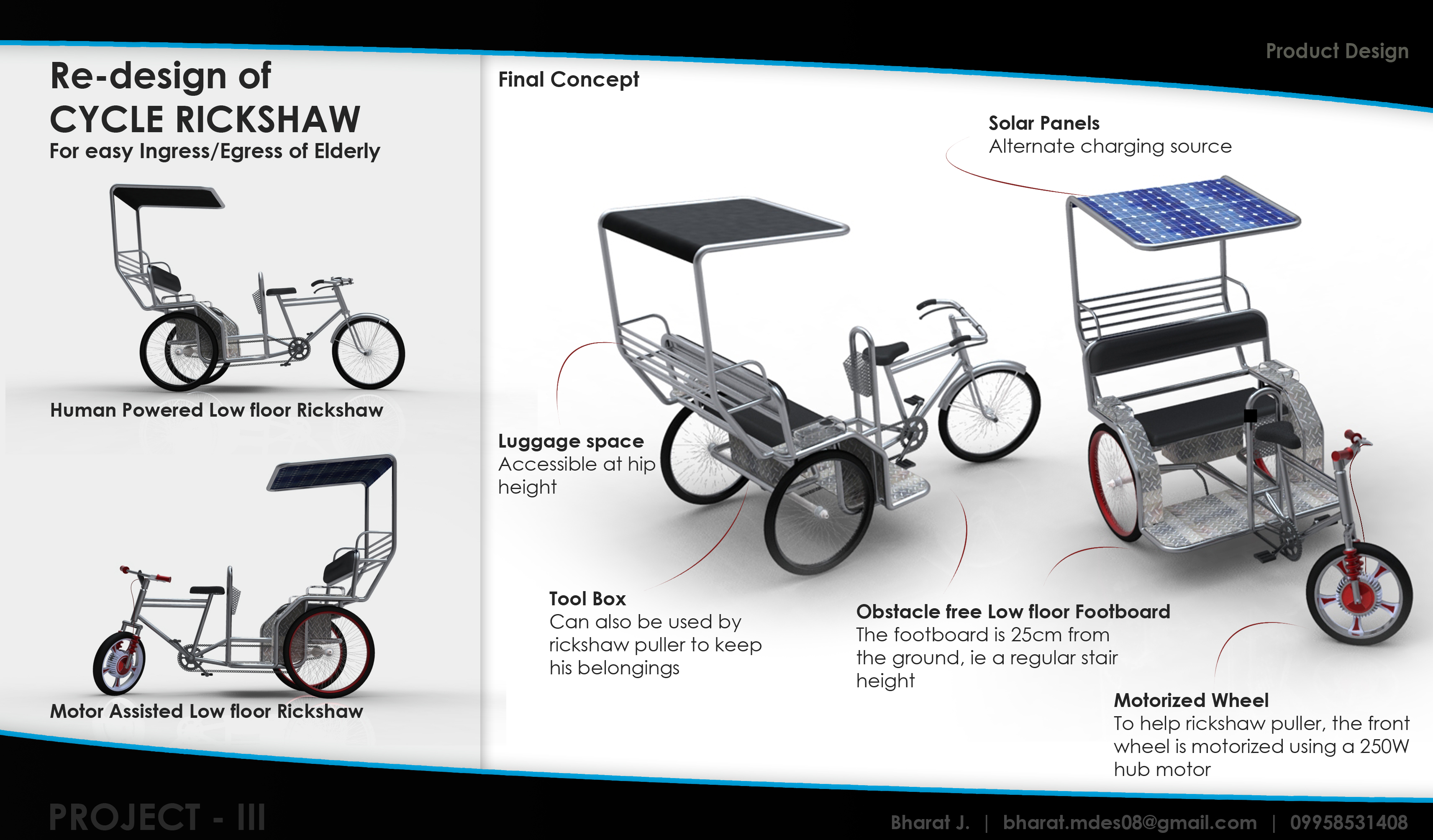 Re-design of Cycle Rickshaw for easy Ingress and Egress by Bharat J at ...