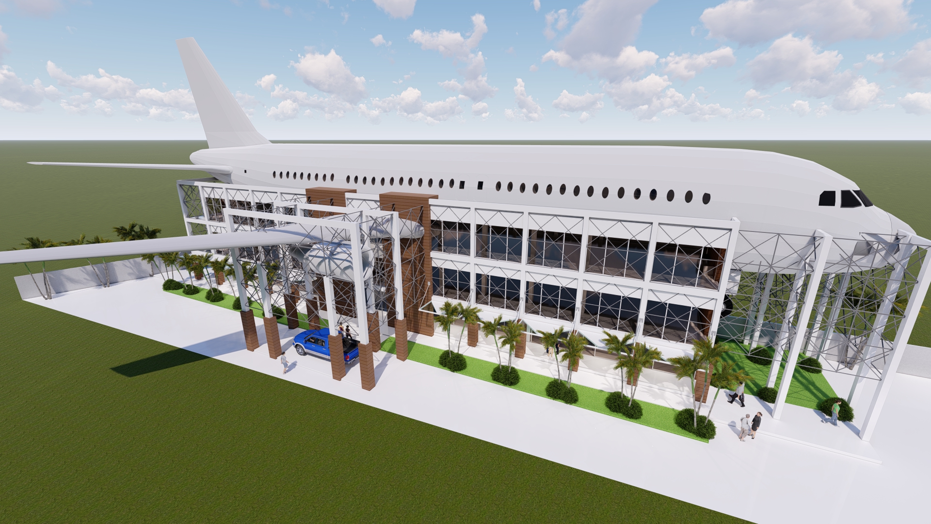 airplane inspired design function hall building by Michael Angelo C ...