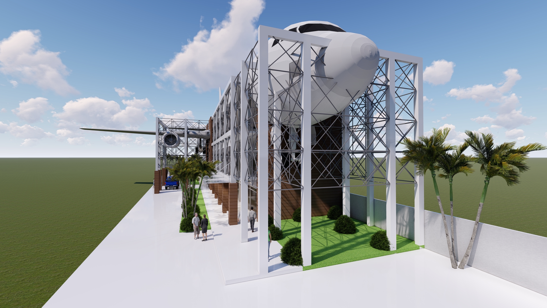 airplane inspired design function hall building by Michael Angelo C ...