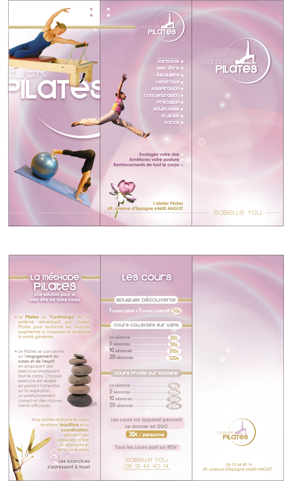 Leaflet Atelier Pilates by RODRIGUES Damien at Coroflot.com