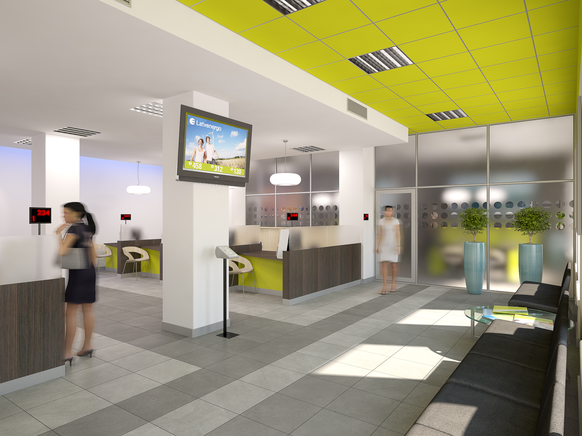 Interior of customer service center by Artom Bugo at Coroflot.com