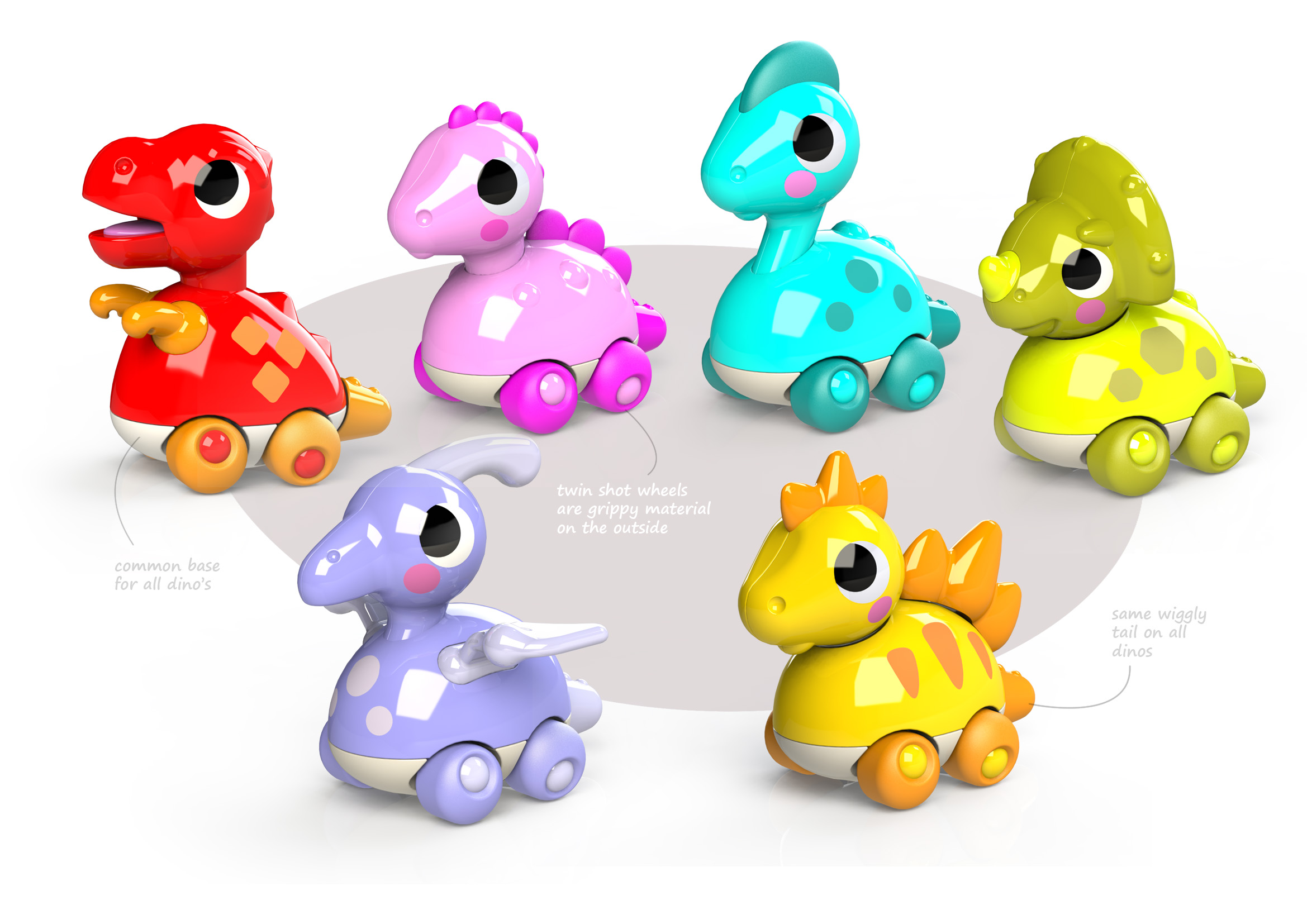 Dino cars with friction motors by Justin Worsley at Coroflot.com