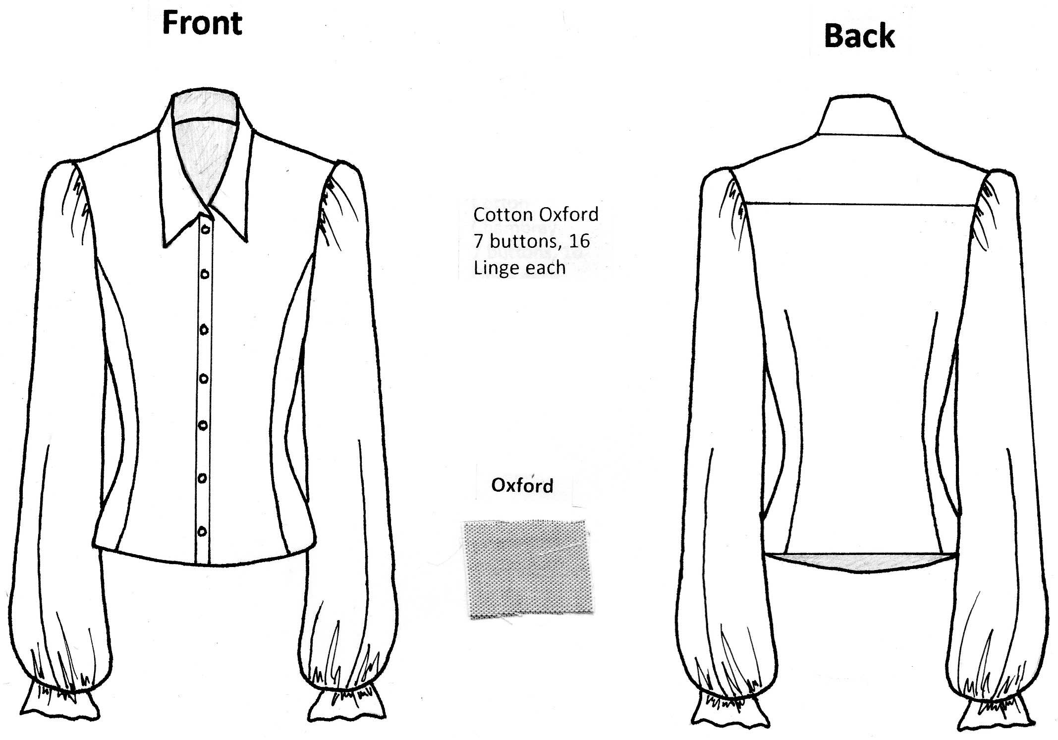 Blouse Technical Drawing Sketch Coloring Page