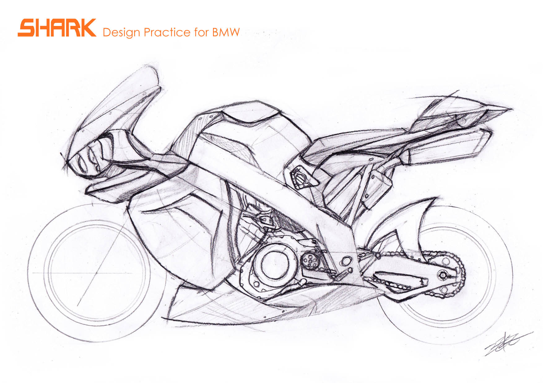 Motorcycle sketch and 2D rendering by Minghsien Wu at Coroflot.com