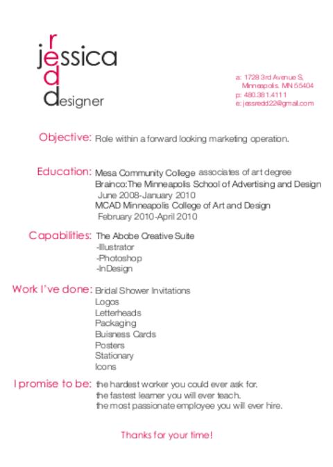 Resume by Jessica Redd at Coroflot.com