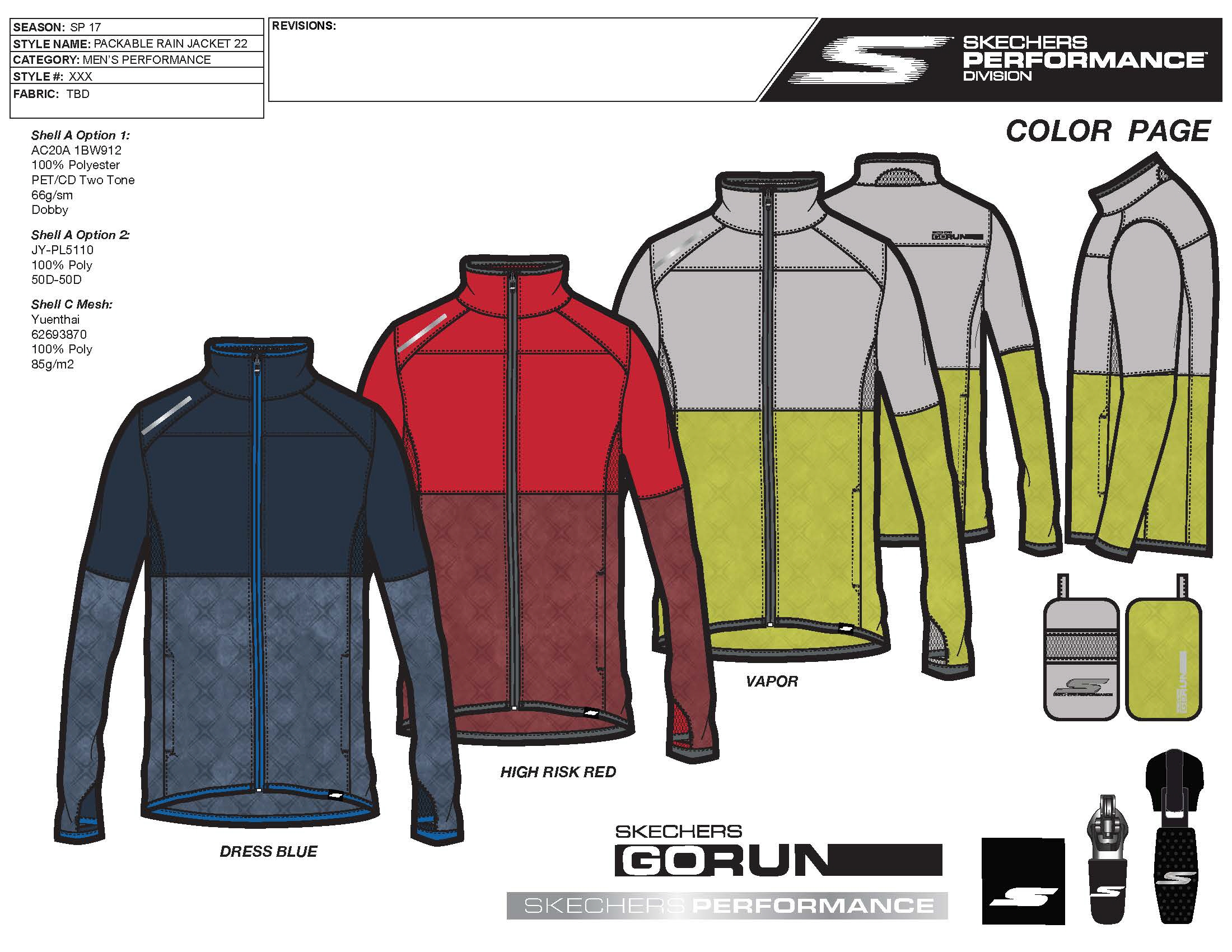 Technical Design - Mens Packable Jacket Tech Pack by James Webster at ...