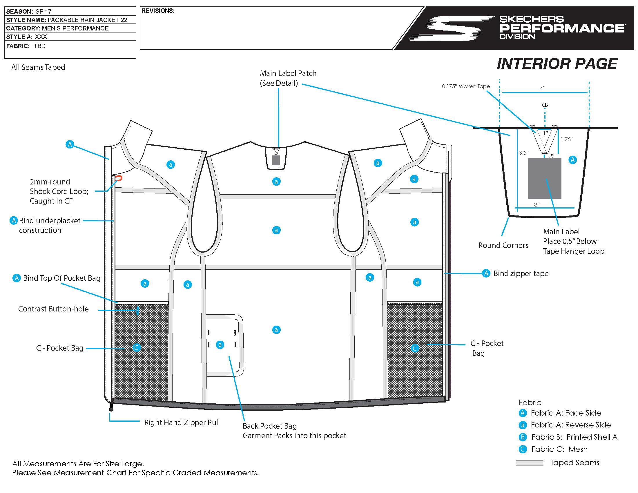 Technical Design - Mens Packable Jacket Tech Pack by James Webster at ...