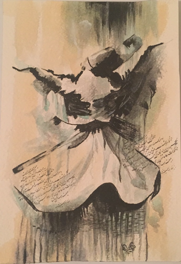 Sama Dance with colour ink free hand Drawing by Ghazaleh Razavi at ...