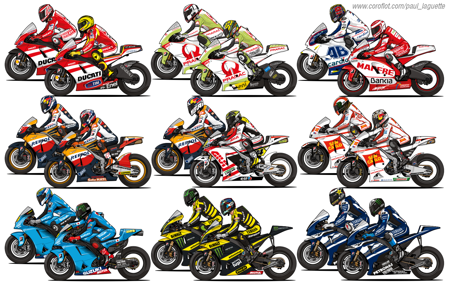 MotoGP Illustrations by Paul Laguette at Coroflot.com