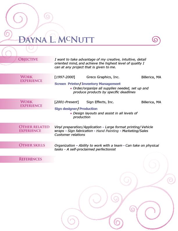 An upload by Dayna McNutt on Coroflot: to the project Resume