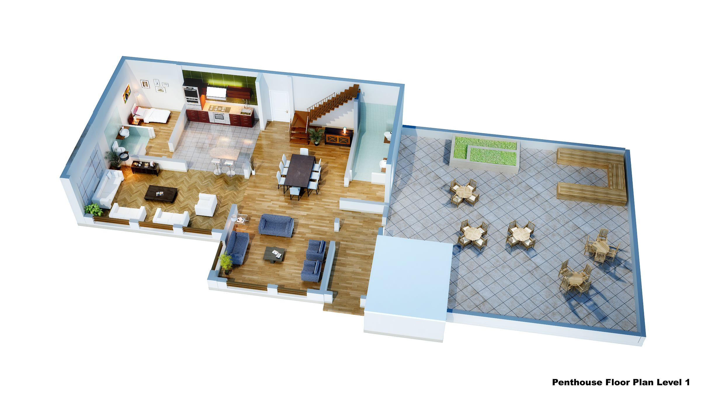 Isometric Floor Plan render in 3D by pradipta seth at Coroflot.com