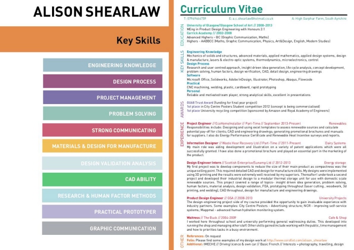 CV by Alison Shearlaw at Coroflot.com