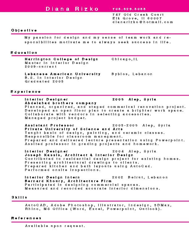 Resume by Diana Rizko at Coroflot.com