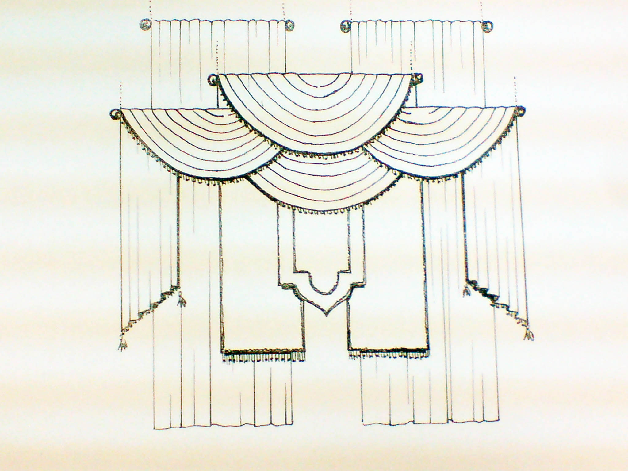 sample drawing of my curtain designs by Samuel Cardel at Coroflot.com