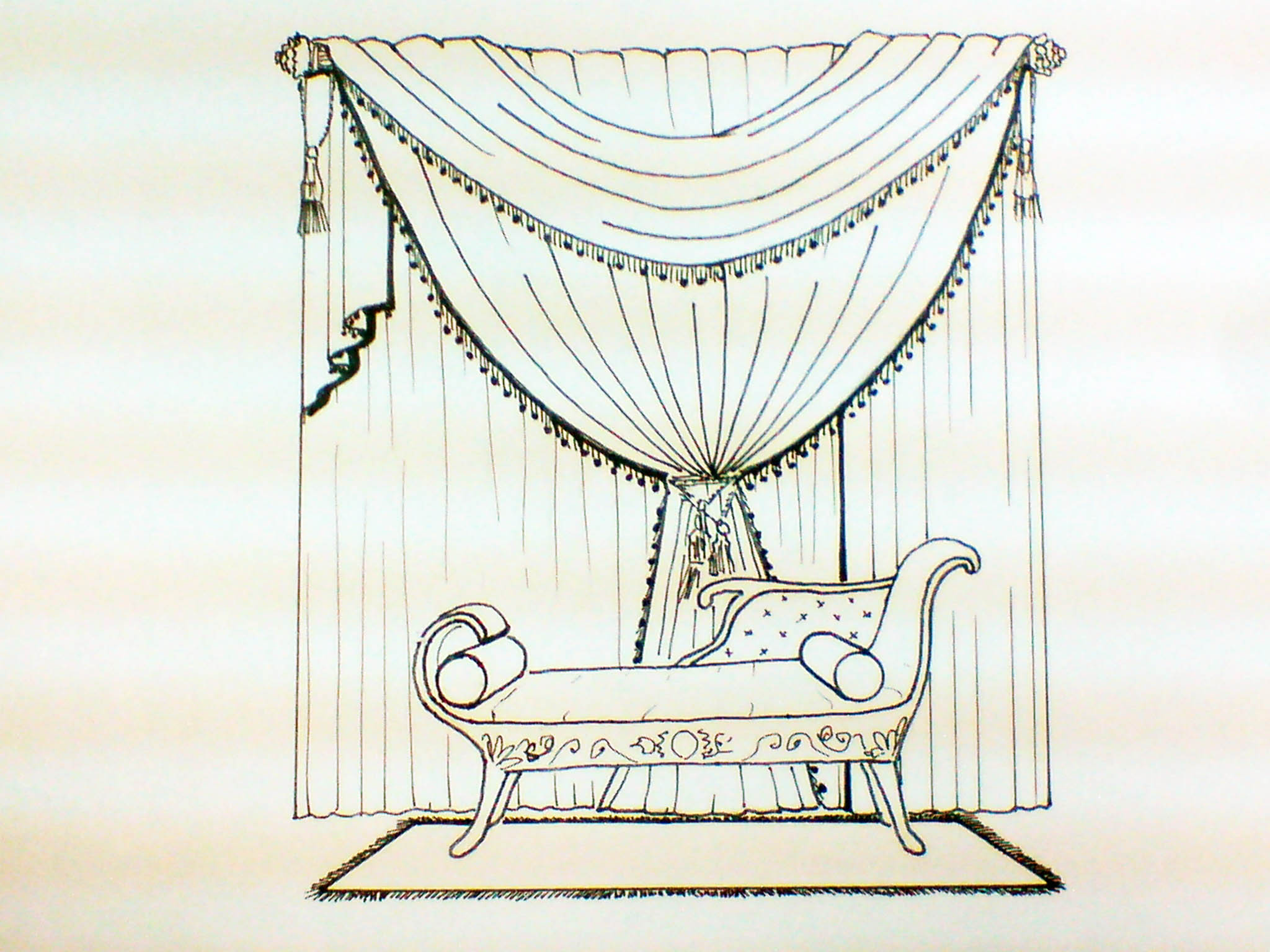 sample drawing of my curtain designs by Samuel Cardel at Coroflot.com