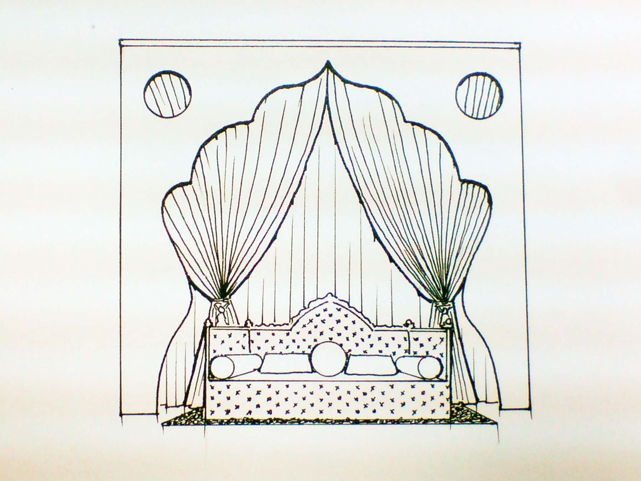sample drawing of my curtain designs by Samuel Cardel at Coroflot.com