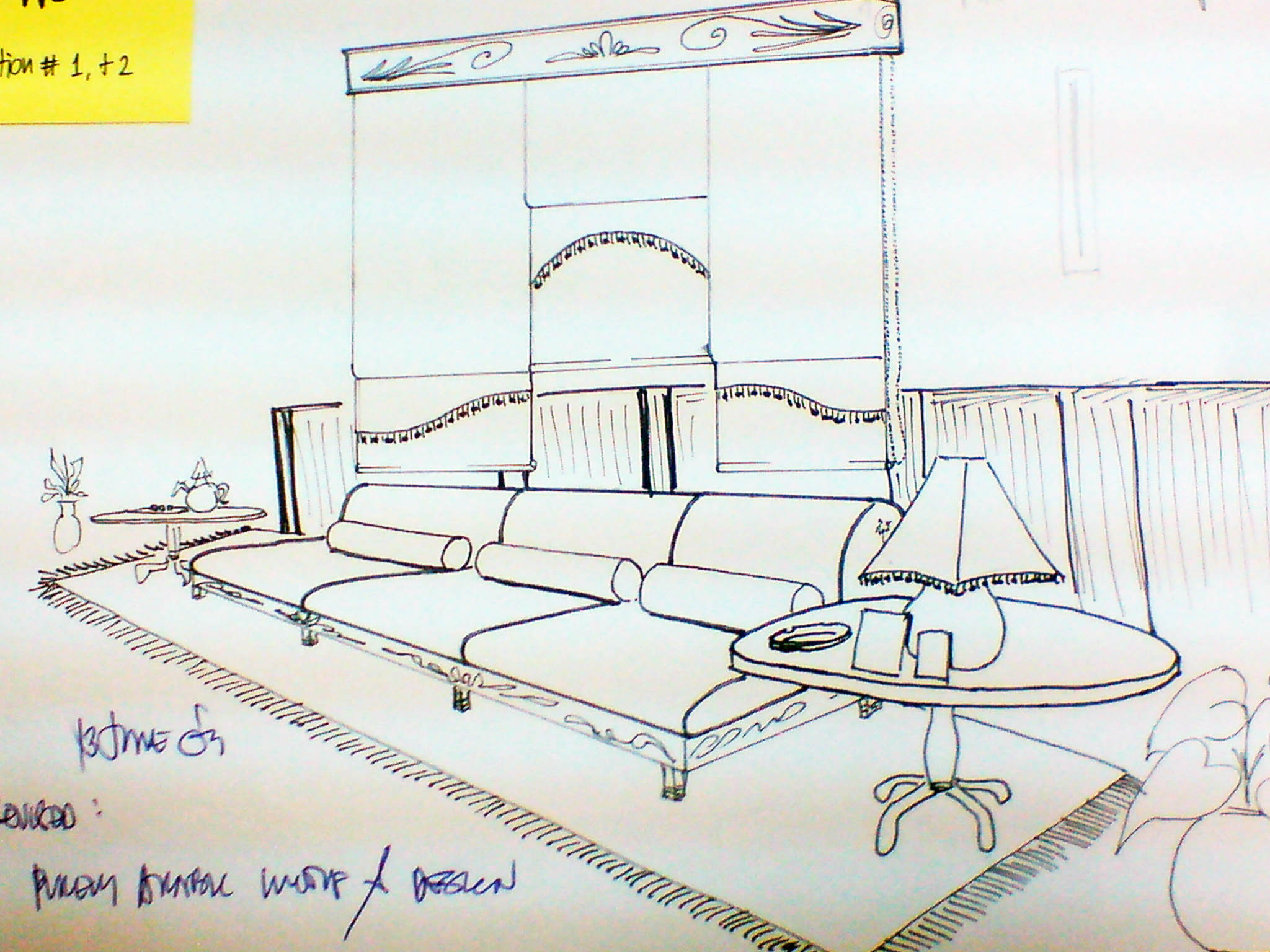 sample drawing of my curtain designs by Samuel Cardel at Coroflot.com