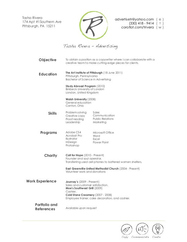 An upload by Tasha Rivera on Coroflot: to the project Resume and ...