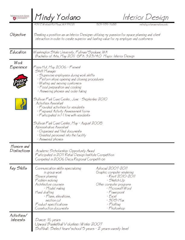 Resume by Mindy Yorlano at Coroflot.com